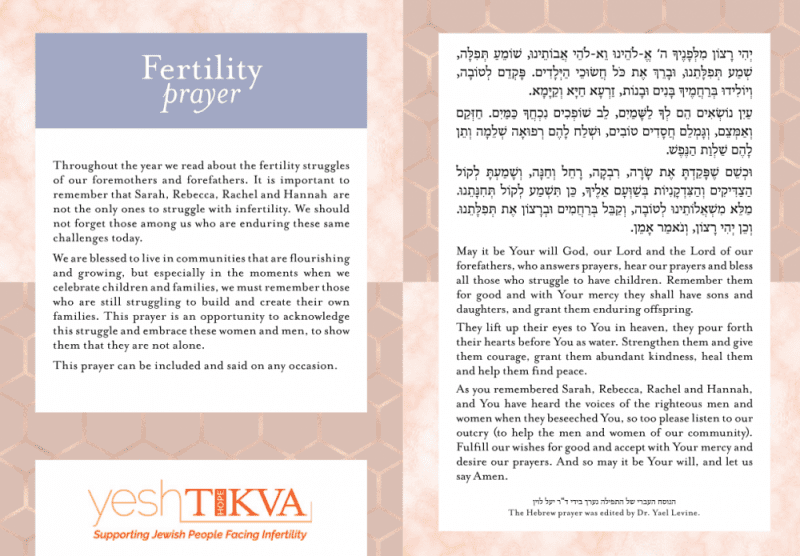 Fertility Prayer - Yesh Tikva